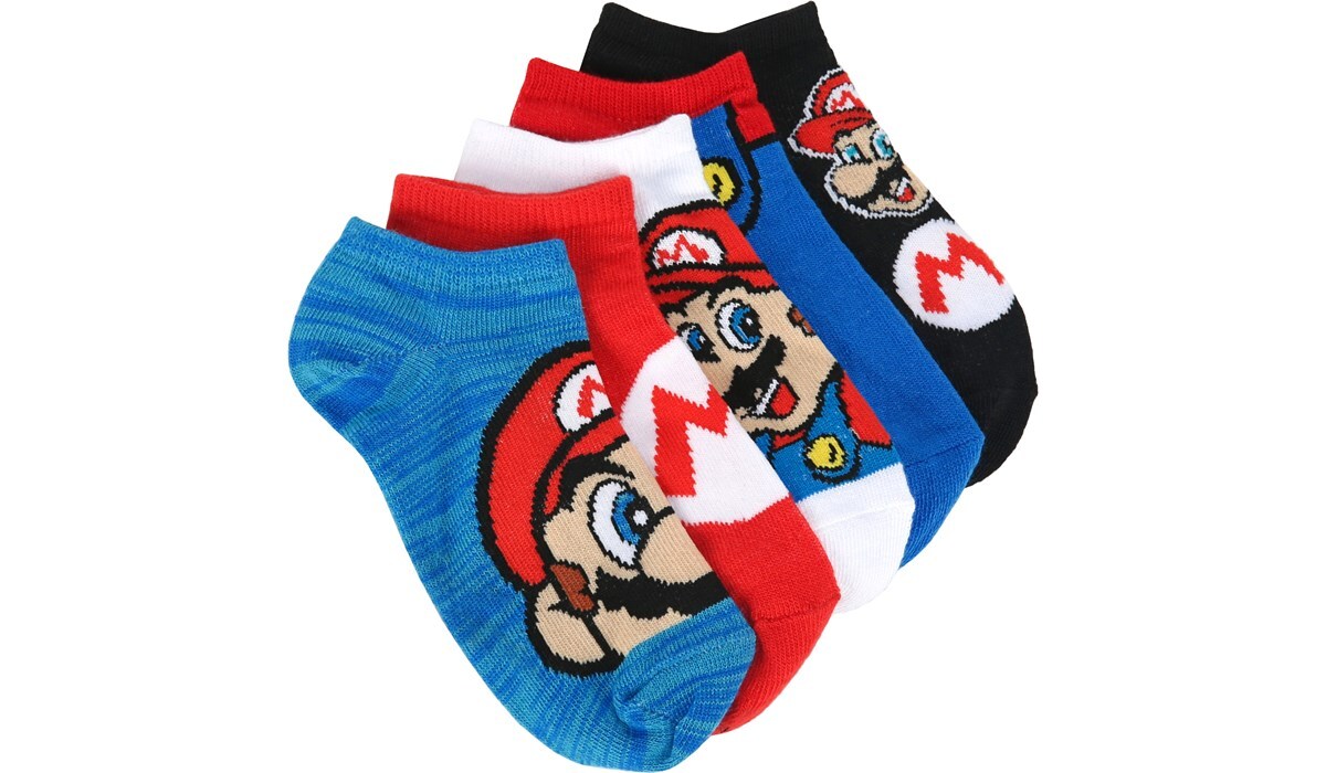 Highpoint Kids' 5 Pack Nintendo Super Mario No Show Socks Multi, Socks ...